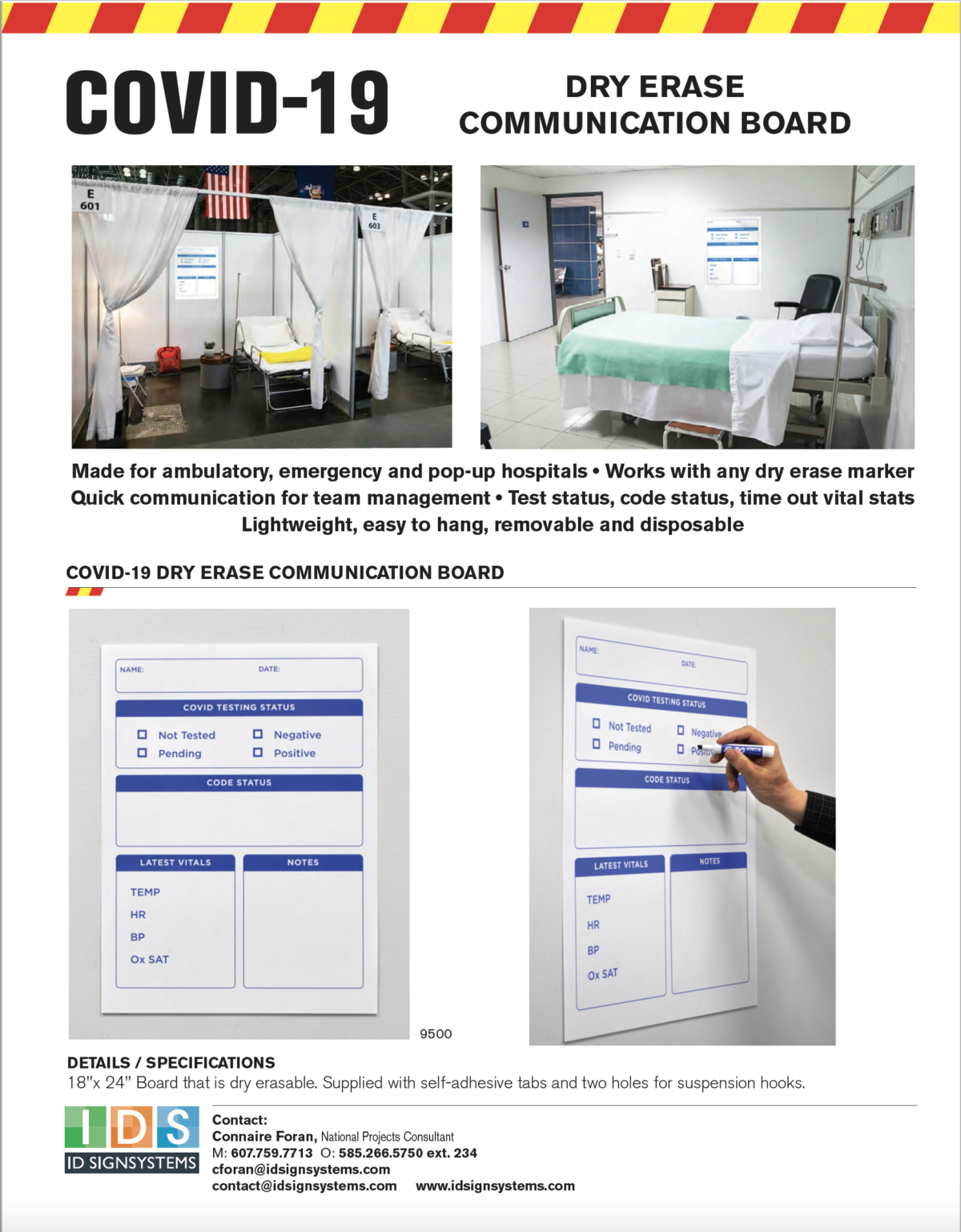 COVID-19 Dry Erase Communication Board - IDS Signage Company