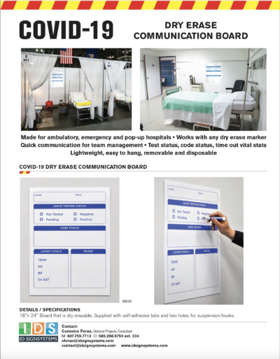 COVID-19 Dry Erase Communication Board - IDS Signage Company